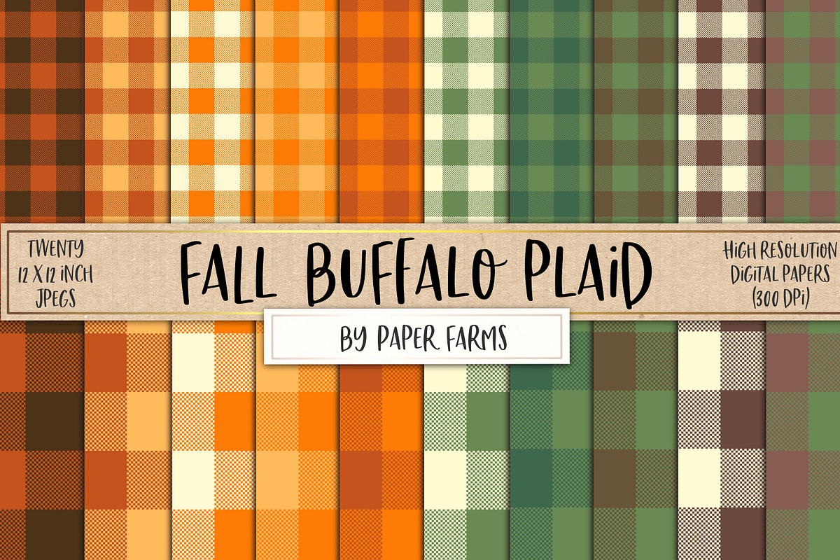 Fall buffalo plaid backgrounds, a Pattern Graphic by Paper Farms