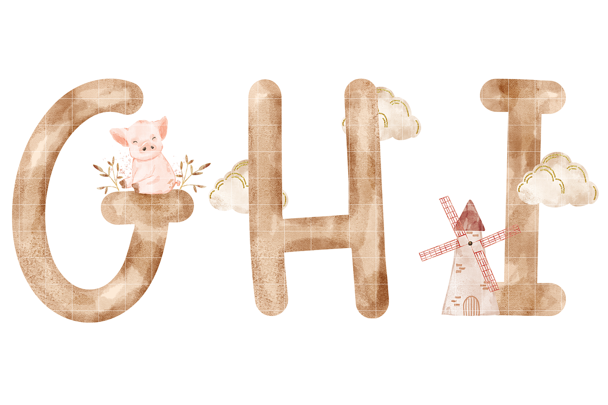 Farm alphabet clipart, an Animal Illustration by TheHappyGiftArt