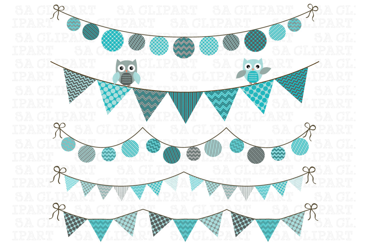 Bunting Owl Banner Clipart, an Illustration by SA ClipArt