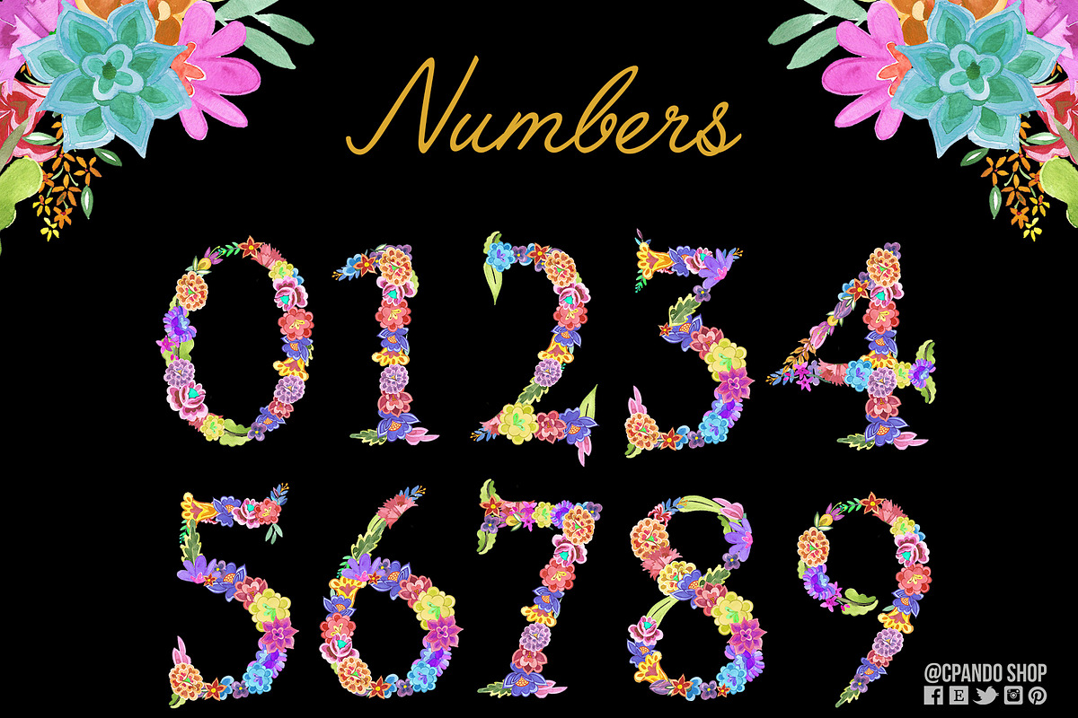 Fiesta floral alphabet clip art, a Graphic by CpandoShop
