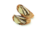 Sandwiches with sprats isolated on white background, a Food & Drink ...