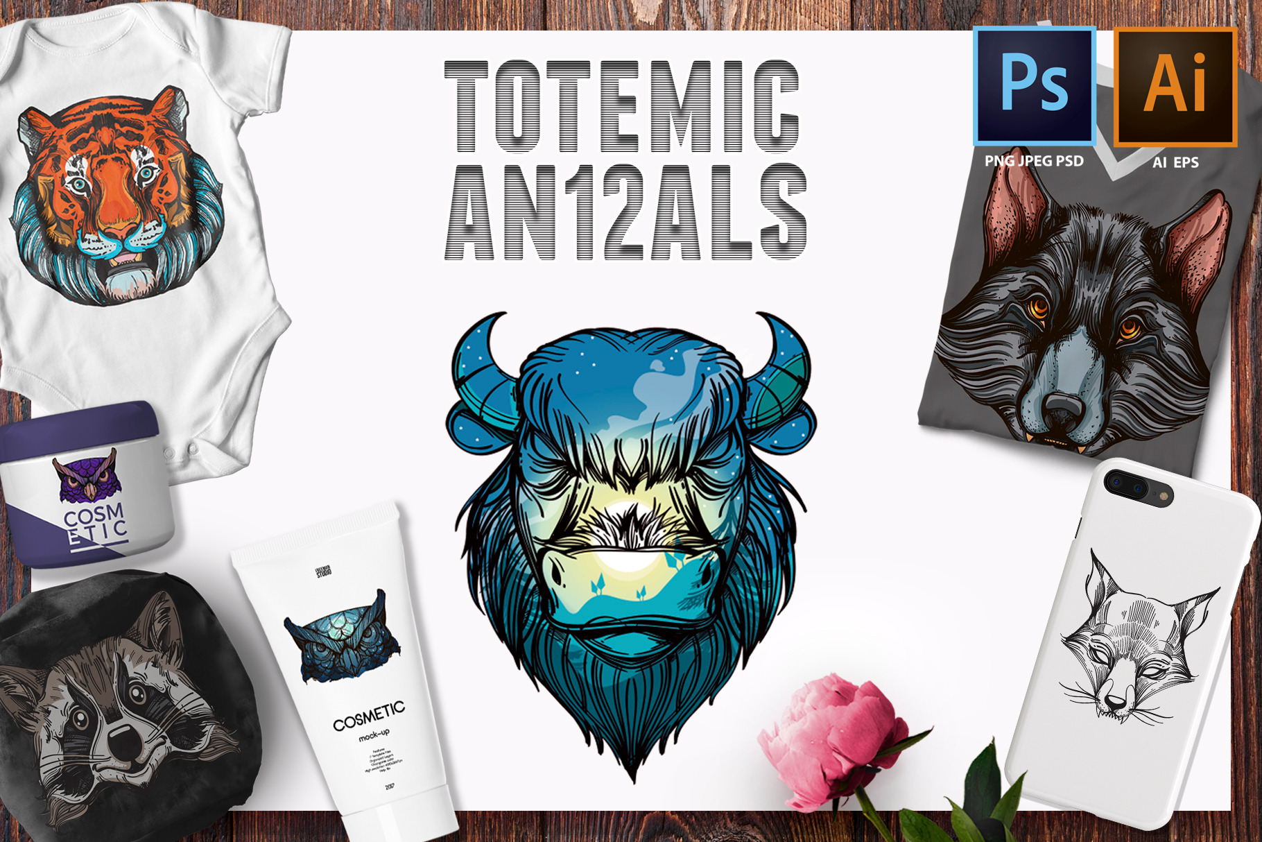 12 totemic animals, an Animal Illustration by It's Time to Designs ...