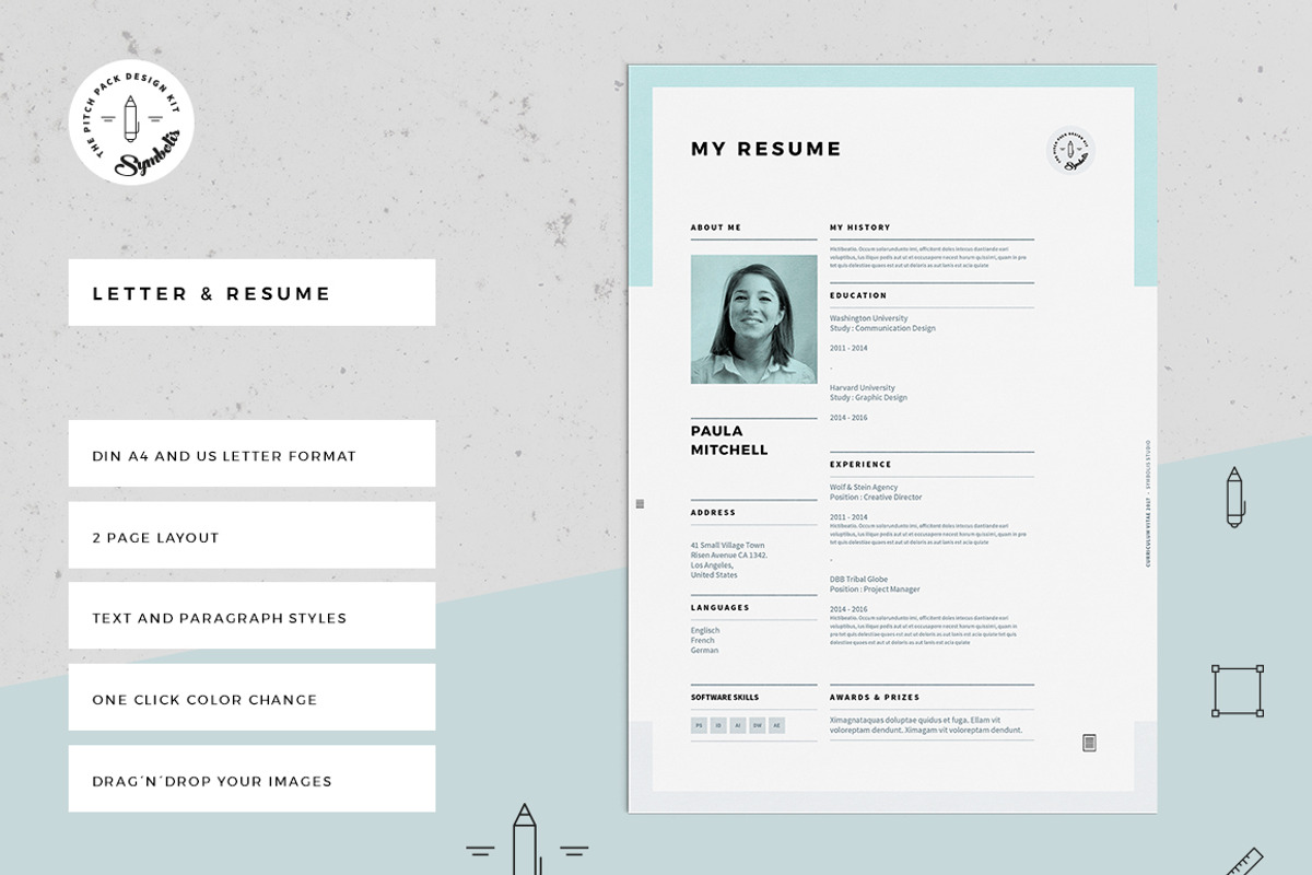 Symbolis Resume and Letter, a Resume Template by Egotype