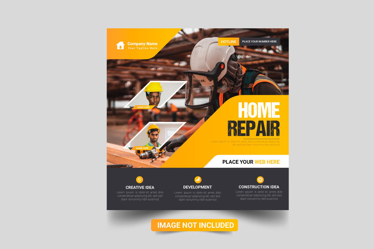 home repair template bundle, a Social Media Template by Tanuart