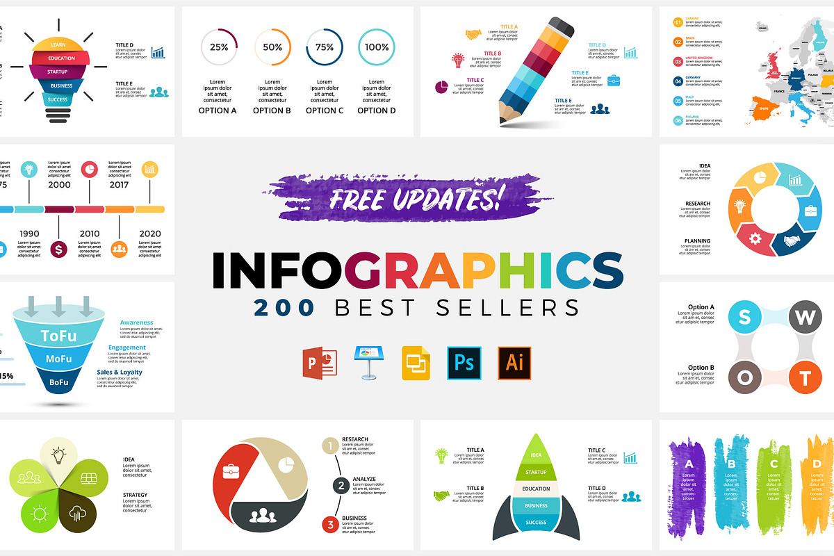 TOP 200 Infographic Slides, a Presentation Template by Wowly Design