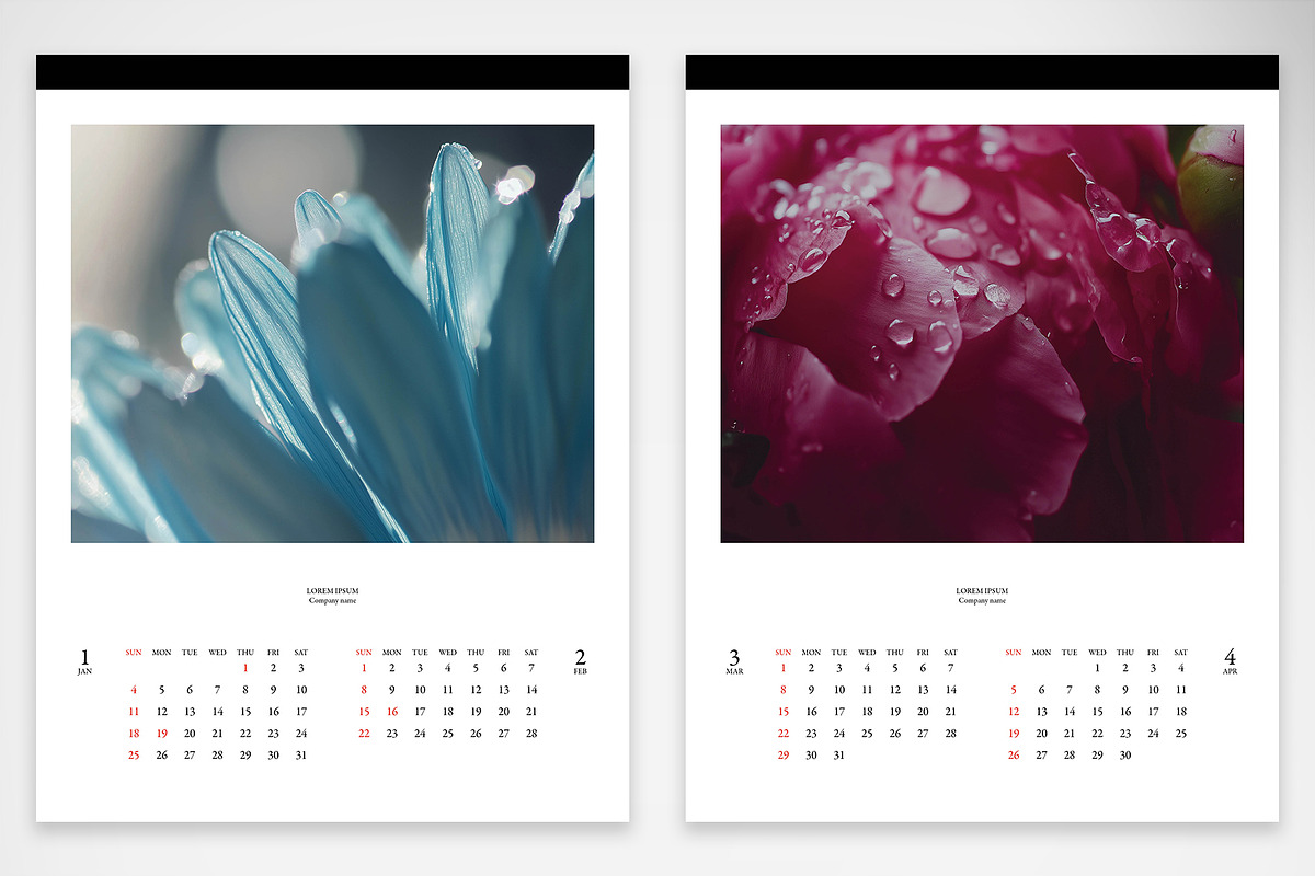 Elegant Flower Photo Calendar 2026, a Print Template by McLittle Stock