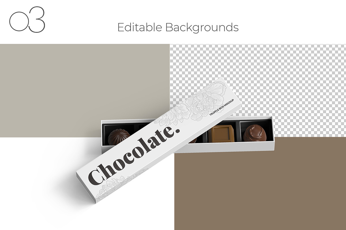 Narrow Rectangular Chocolate Truffle Box Packaging Mockup