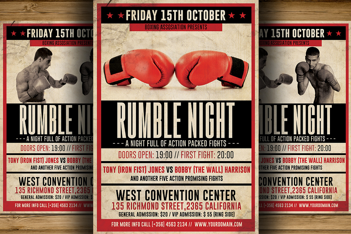 Vintage Boxing Flyer Template, a Flyer Template by Hotpin