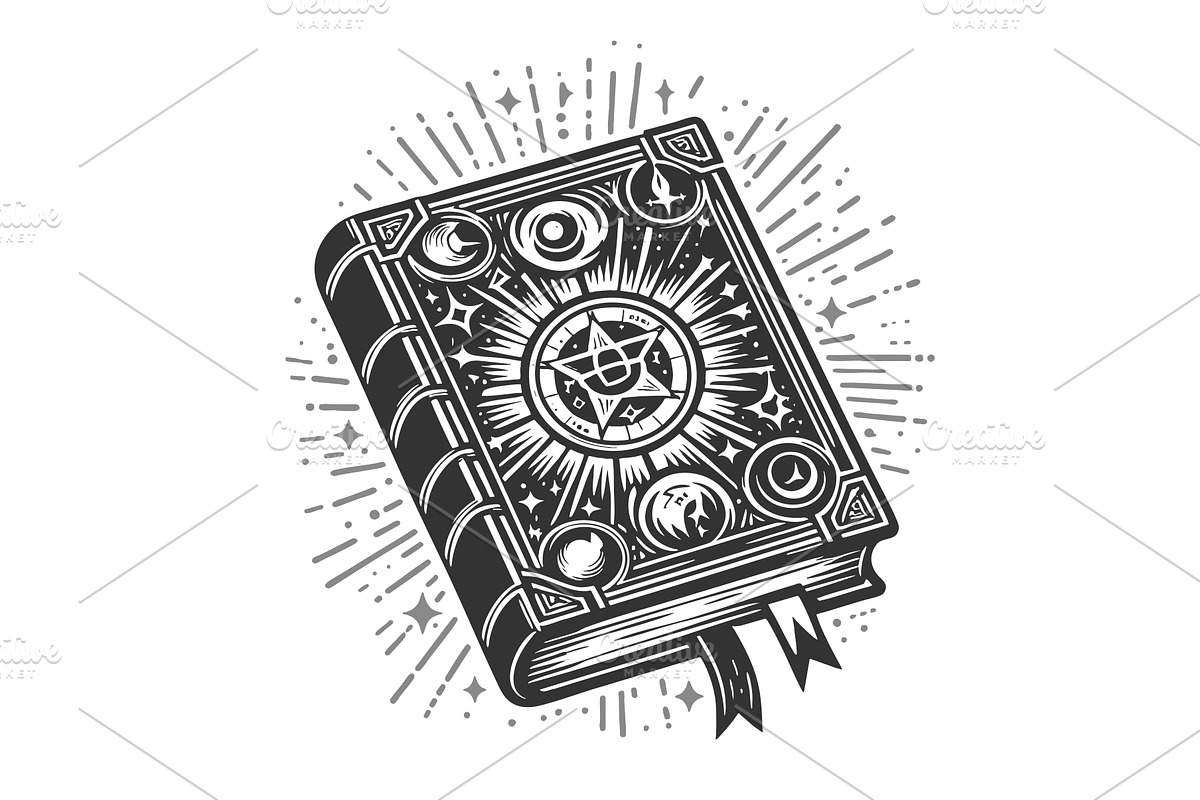 Mystical spellbook with symbols, an Object Illustration by AlexArt