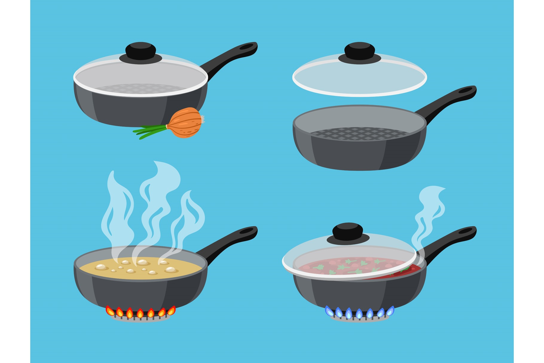 Cartoon cooking pans, a Food Illustration by Stock-Smart-Start