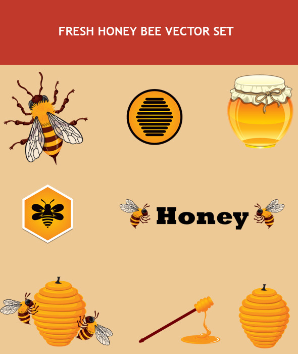 Fresh Honey Bee Vector Objects, an Object Graphic by DesignMarket