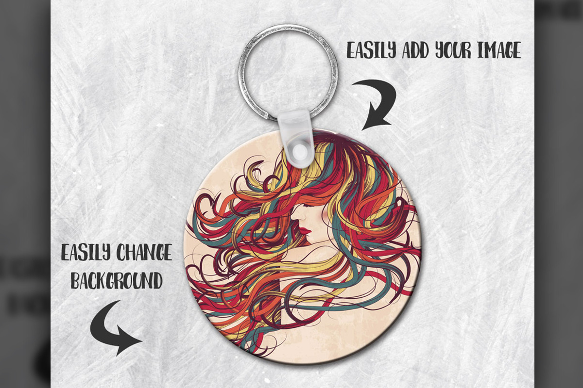 Round sublimation keychain mockup, a Product Mockup by StyledProductMockups