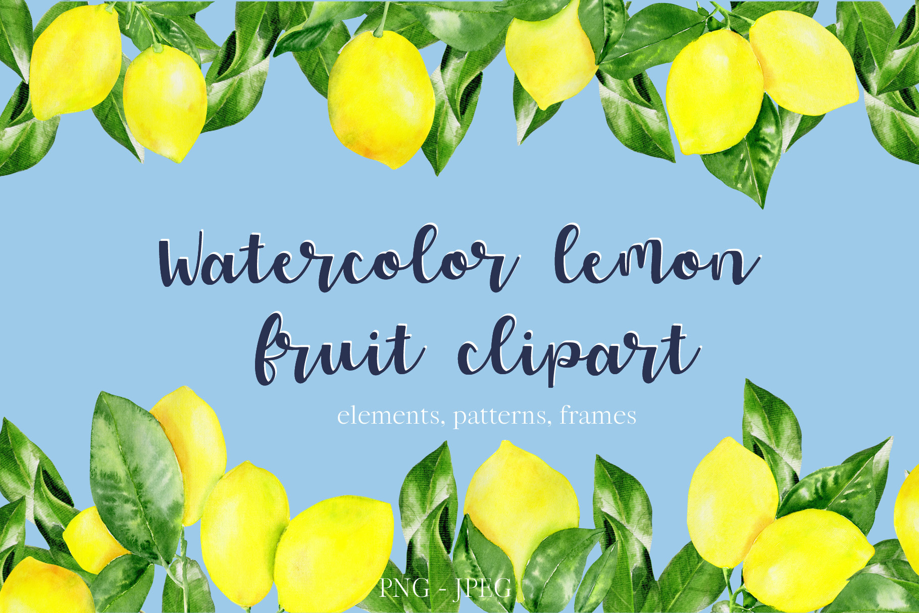 Watercolor lemon fruit clipart, a Decorative Illustration by MyLittleMeow