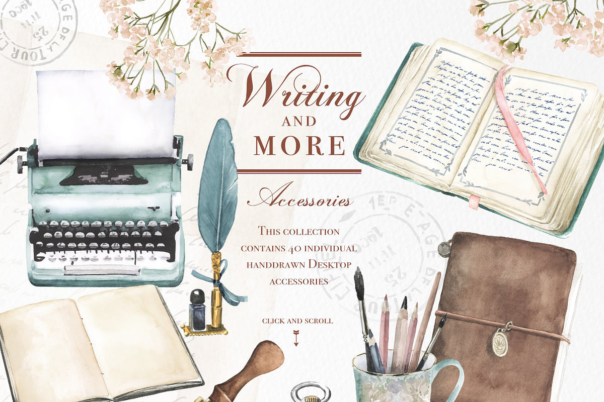 Watercolor Writing elements & more, a Work Illustration by beehouse ...