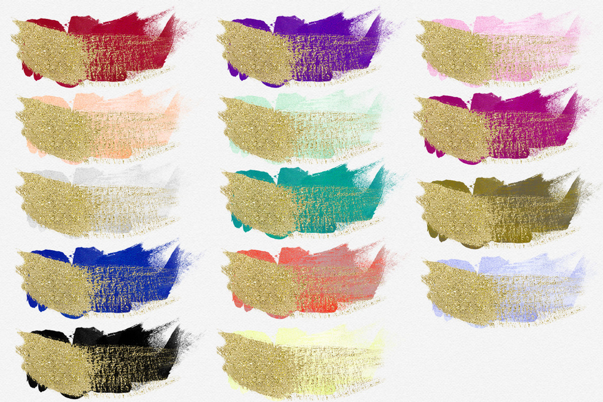 Watercolor & Gold Brush Strokes, a Texture Graphic by ClipartBrat Graphics