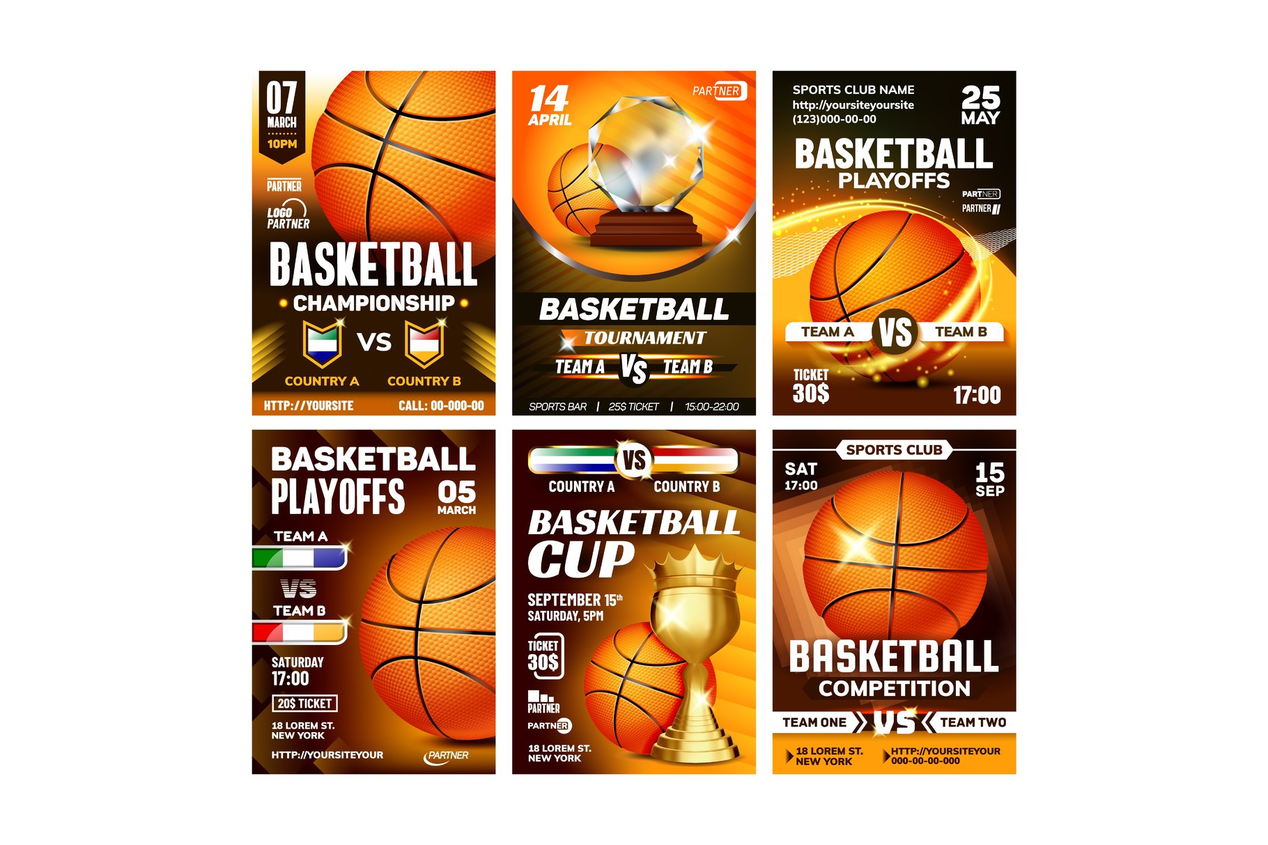 Basketball Sport Event Flyer Posters, an Illustration by pikepicture