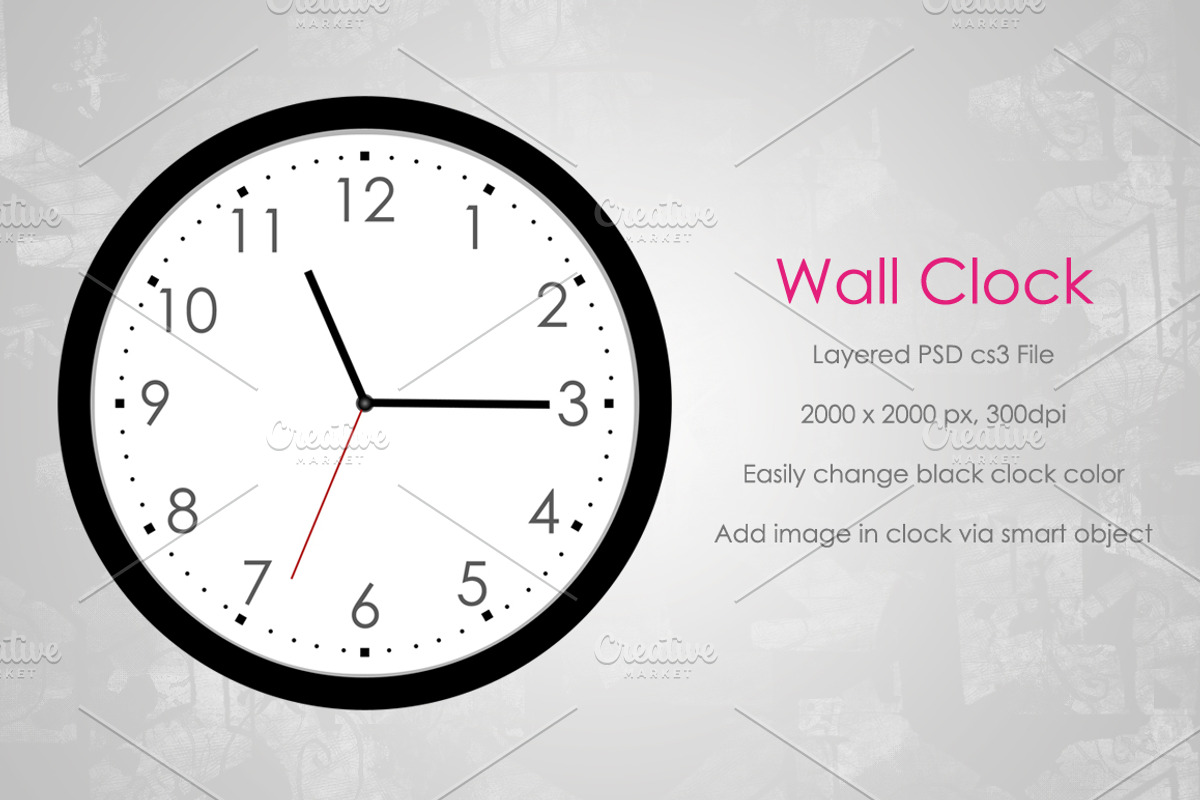 Wall Clock Mockup v1, a Wearable Device Mockup by aivos