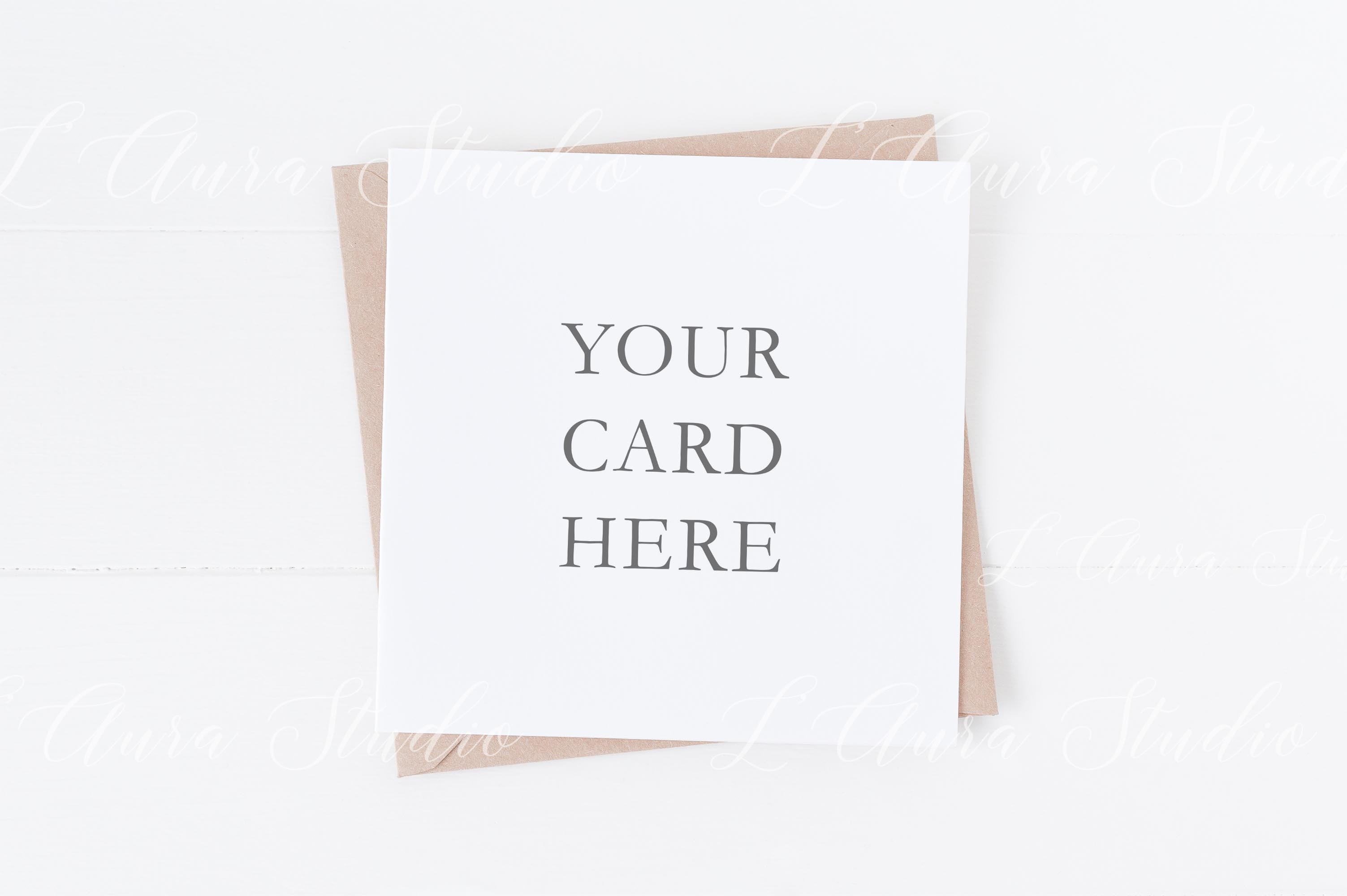 Square card mockup - kraft minimal, a Print Template by L'Aura Studio