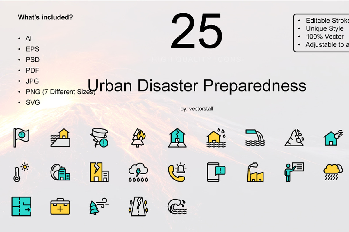 Urban Disaster Preparedness, an Outline Icon by Vector Stall | Creative ...