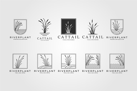 river plant reed logo line art vector | Creative Market