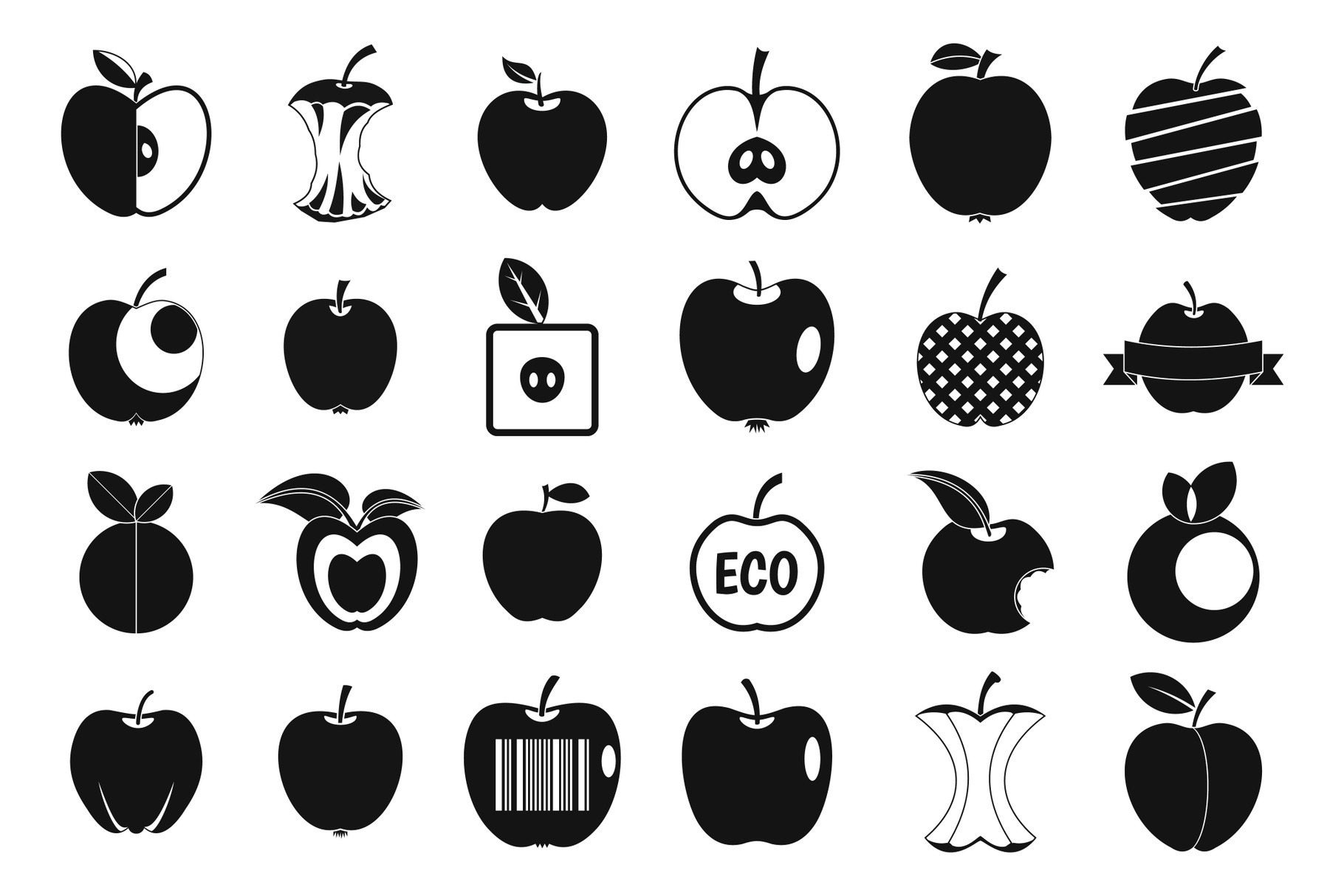 Different apple icon set, a Food Illustration by Ylivdesign