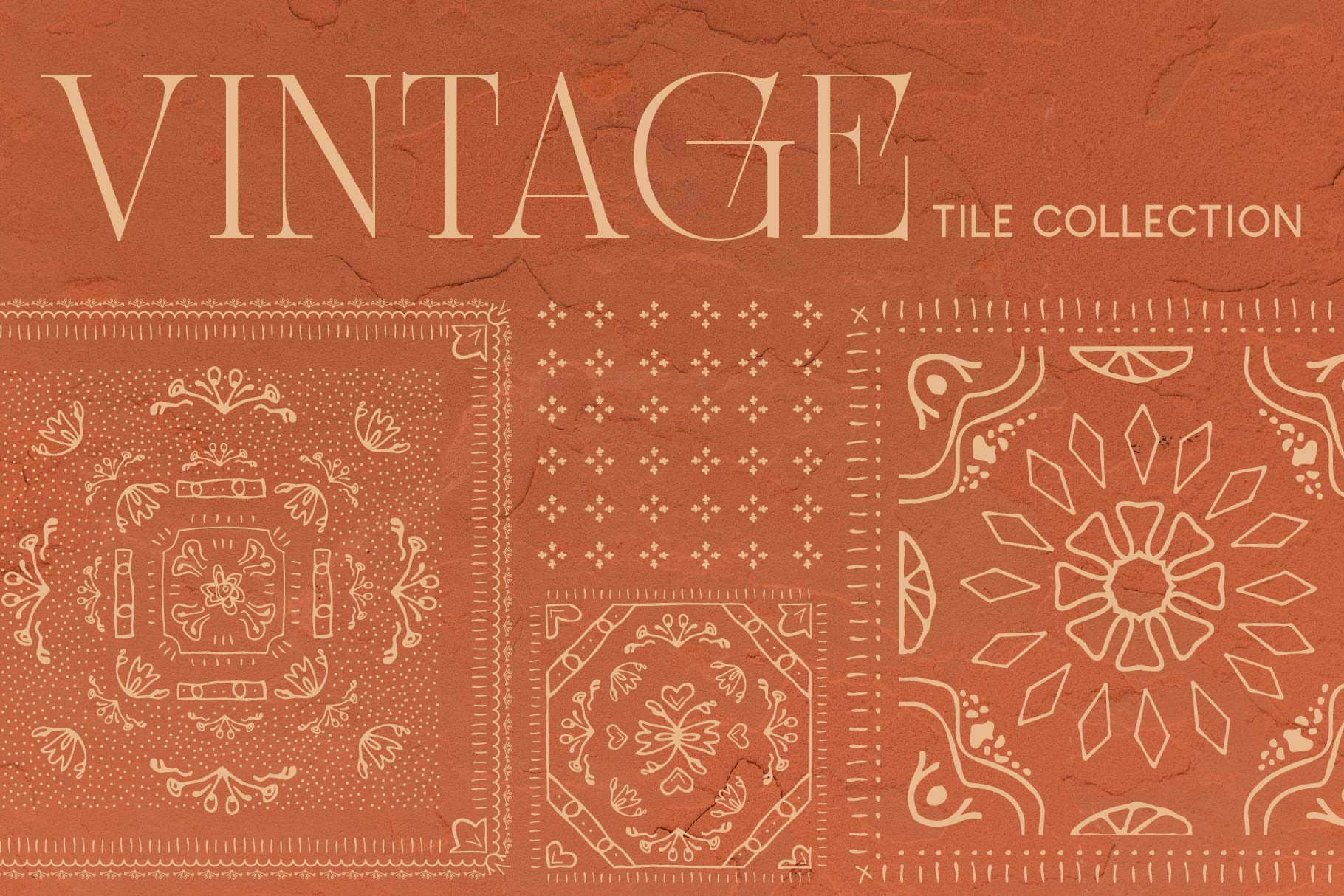 Vintage Tile Pattern Collection, a Pattern Graphic by Maddie Jensen Design