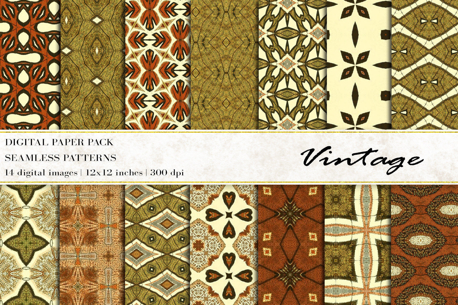 Vintage Digital Papers, a Pattern Graphic by BonaDesigns | Creative Market