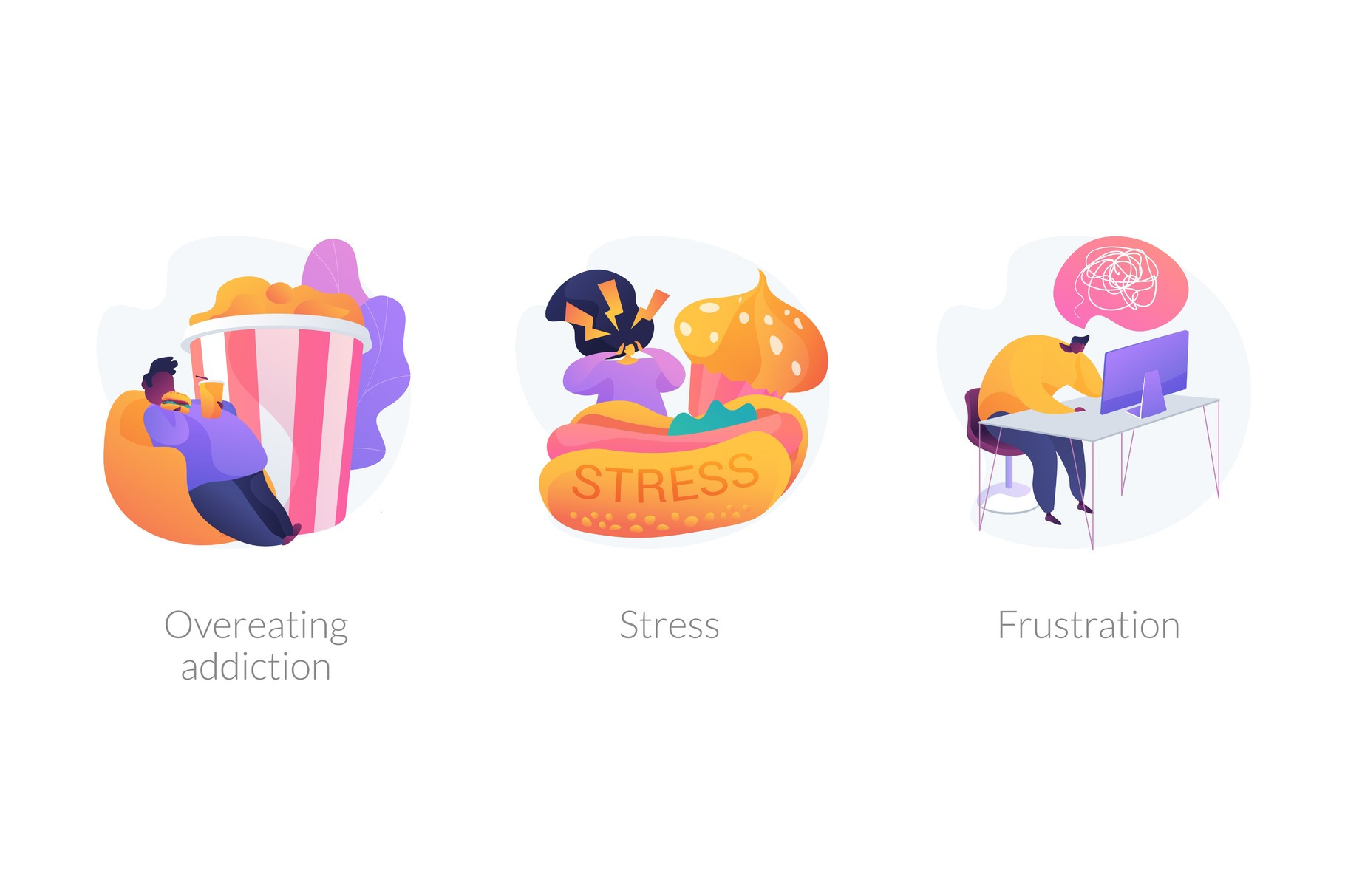 Compulsive overeating disorder | Food Illustrations ~ Creative Market