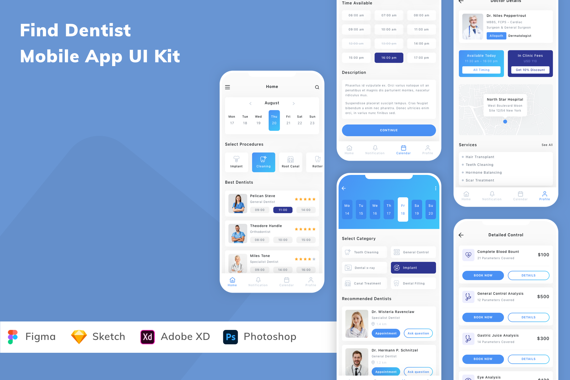 Find Dentist Mobile App UI Kit, an UI Kit Template by Betush