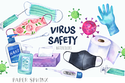 Watercolor Virus Clipart, a Healthcare Illustration by PaperSphinx