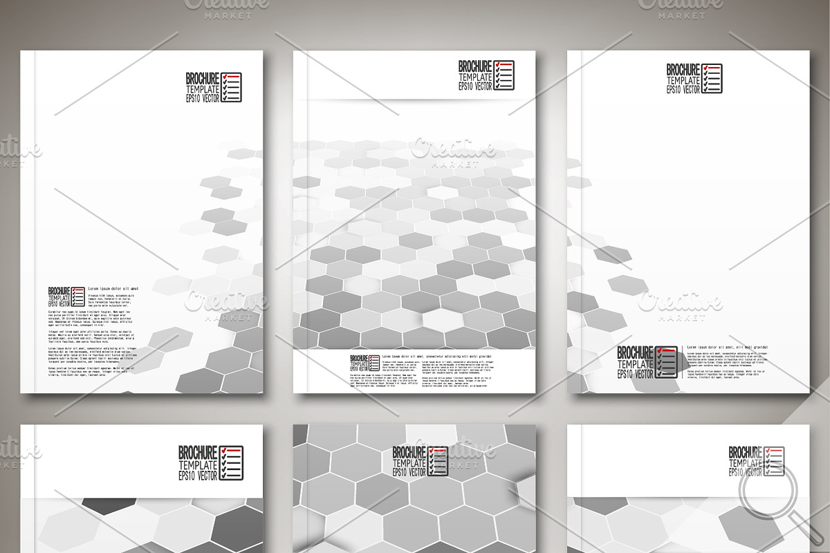 Brochure with hexagonal patterns, a Brochure Template by VectorShop