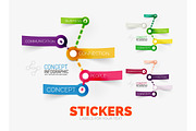 Vector diagram elements set with colour paper sticker icons ...