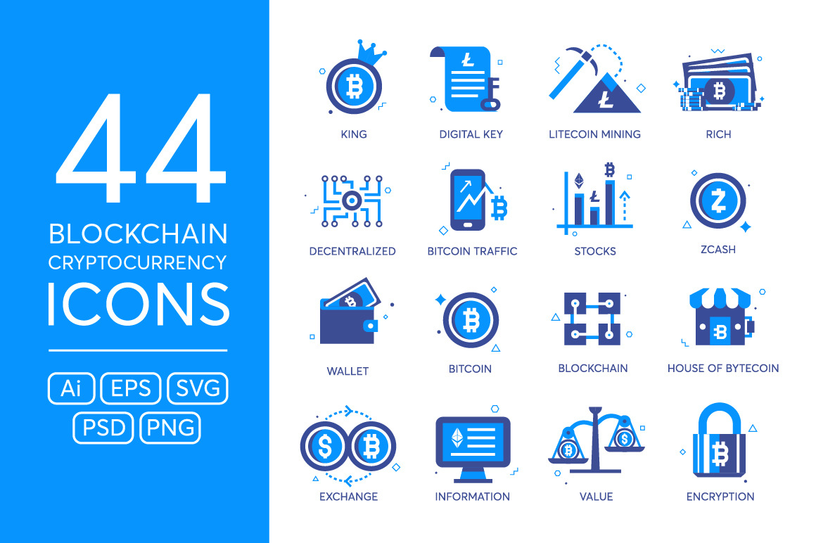 44 Blockchain Cryptocurrency Icons, an Icon by kucingklawu | Creative ...