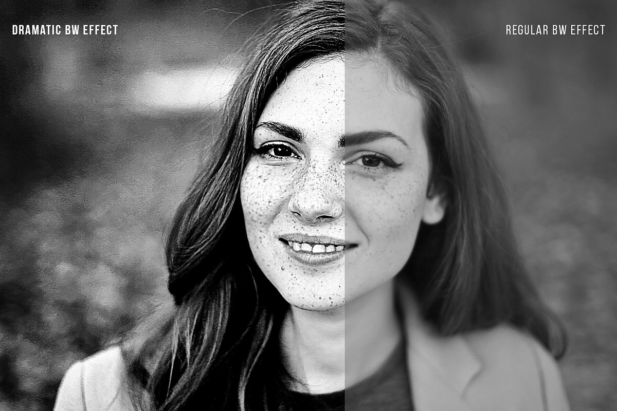 Dramatic BW Portrait PSD Effect