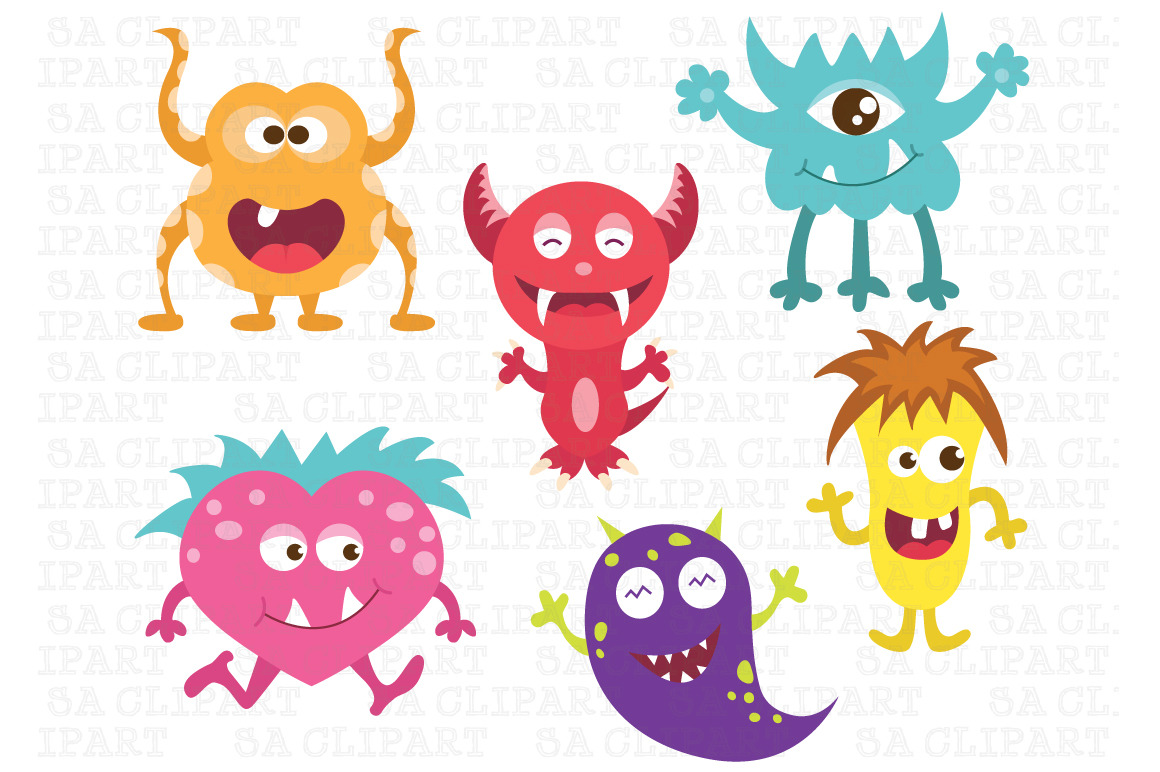 Cute Little Monsters Clipart, an Illustration by SA ClipArt