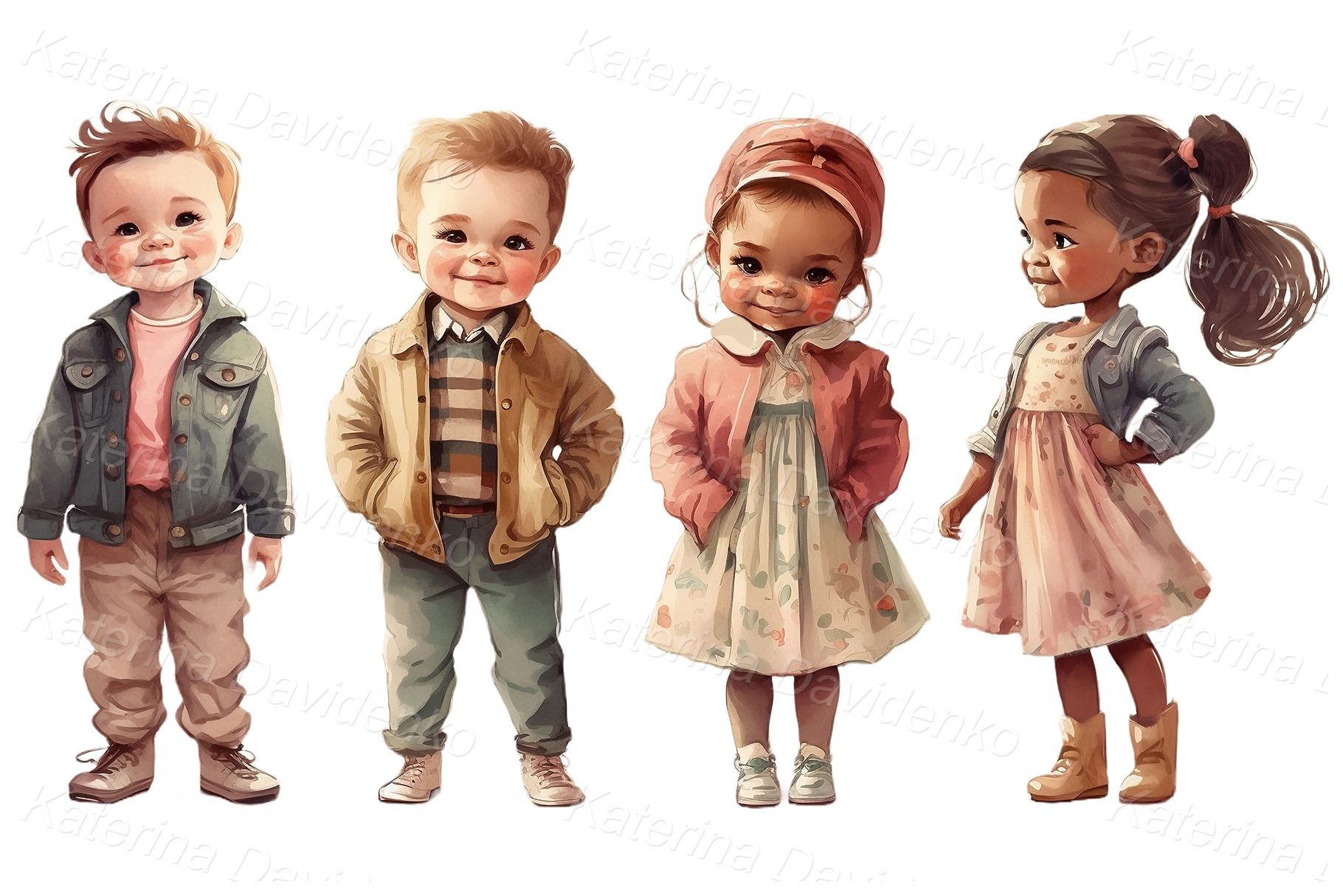 Cartoon children in different poses, a Person Illustration by Bubert Art
