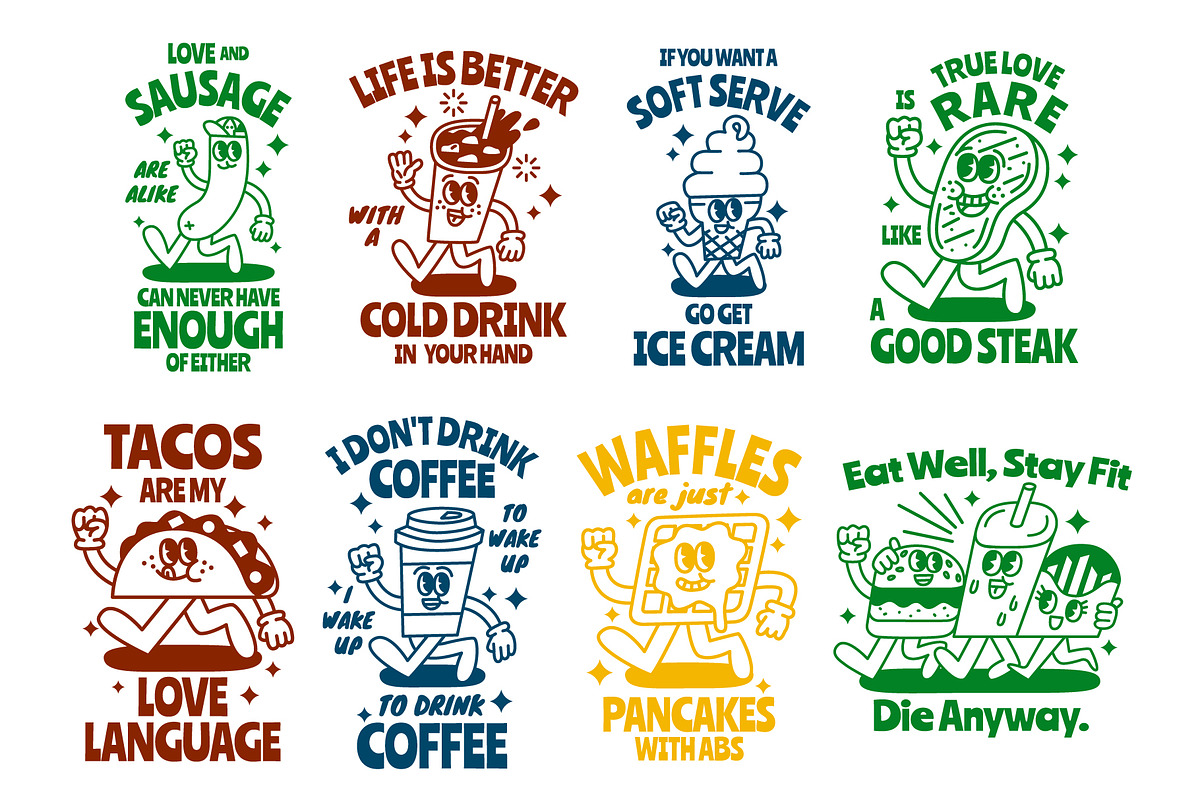 40 Fast Food Characters Design, an Illustration by monkik