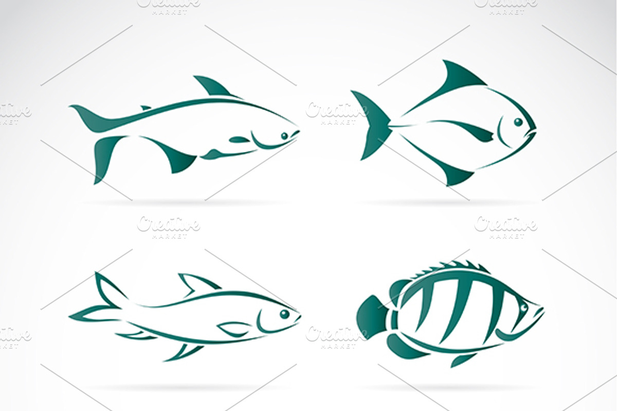 Vector group of fish, an Outline Icon by yod67