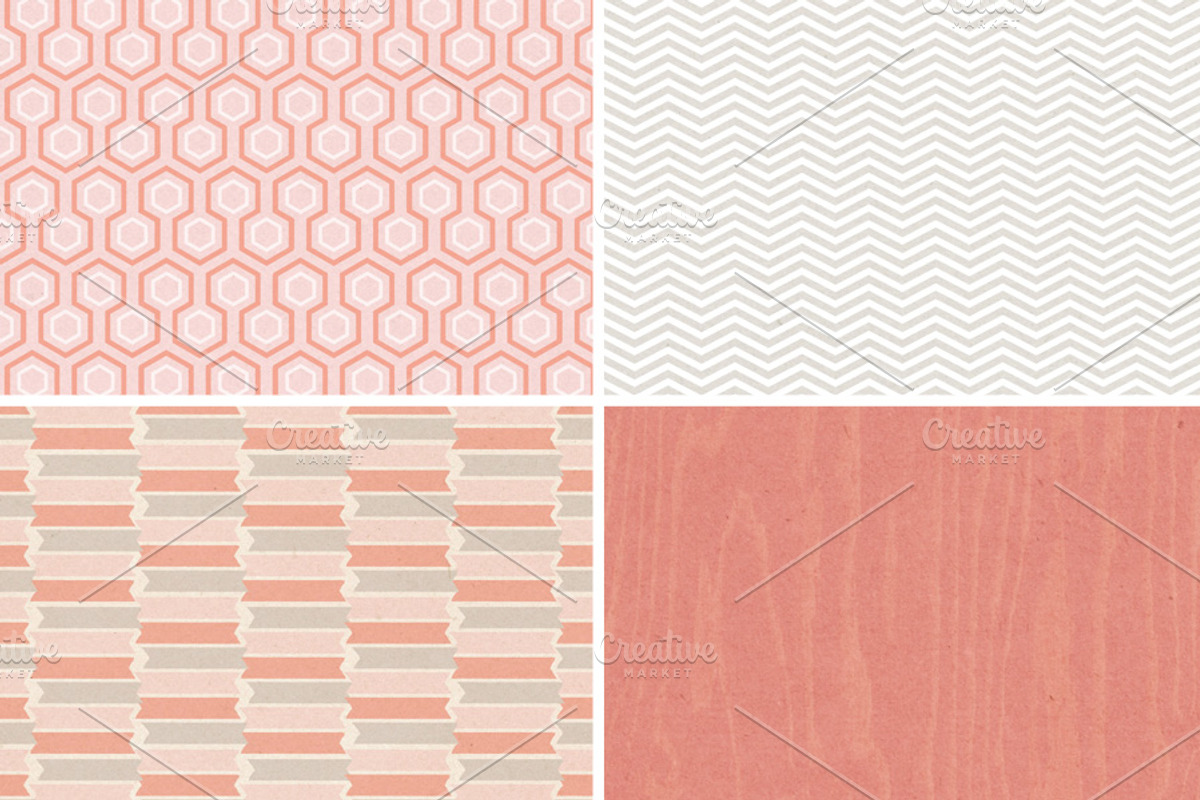 Modern Coral & Gray Digital Papers, a Pattern Graphic by Summit Avenue