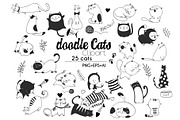 Doodle Cats HandDrawn vector clipart | Graphic Objects ~ Creative Market