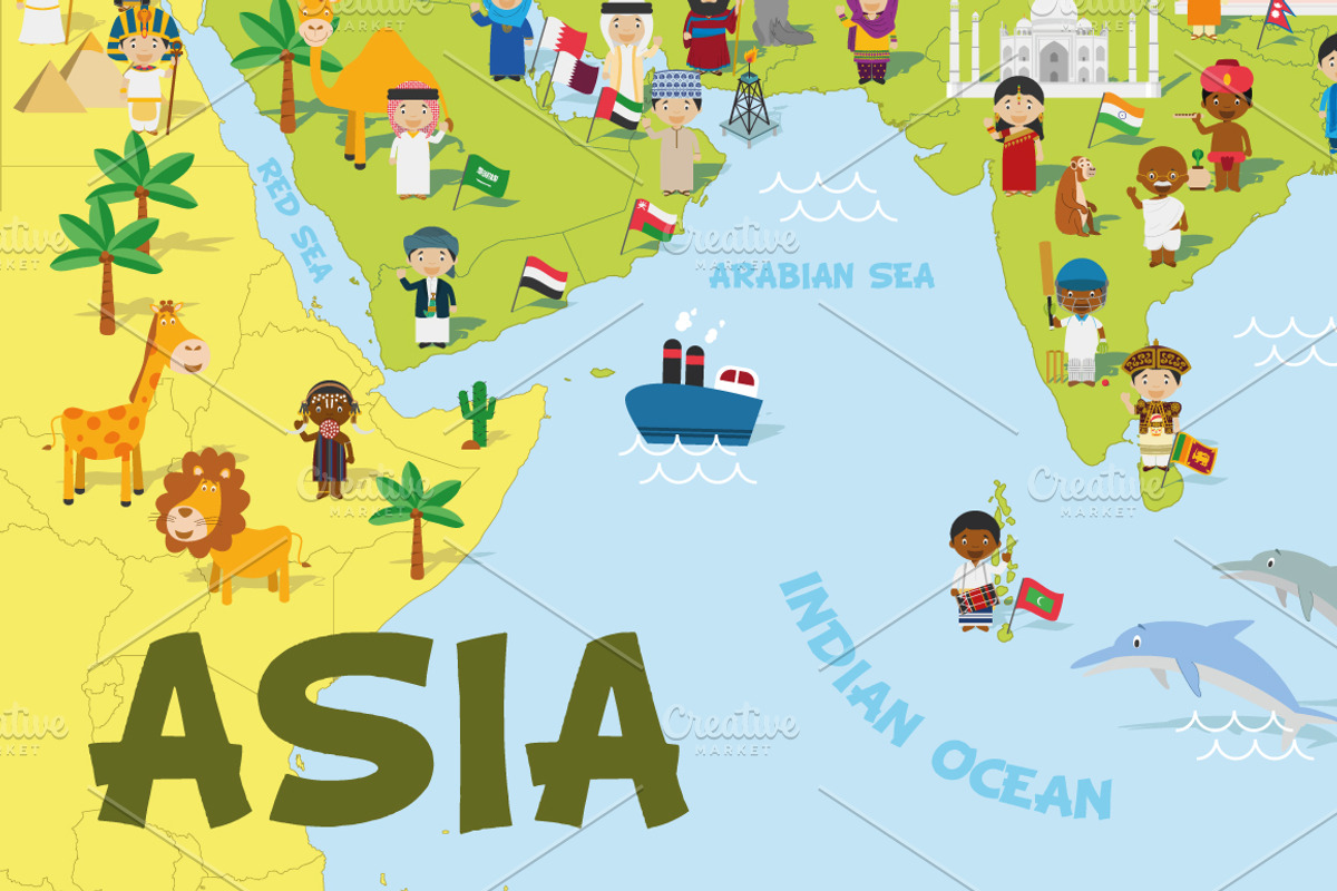Cartoon Map of Asia