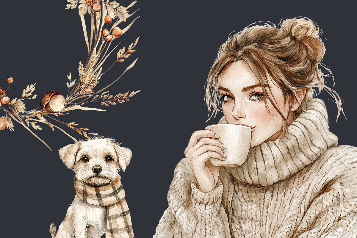 Neutral Autumn Clipart 67 PNG, a Seasonal Illustration by EleSArtDesign