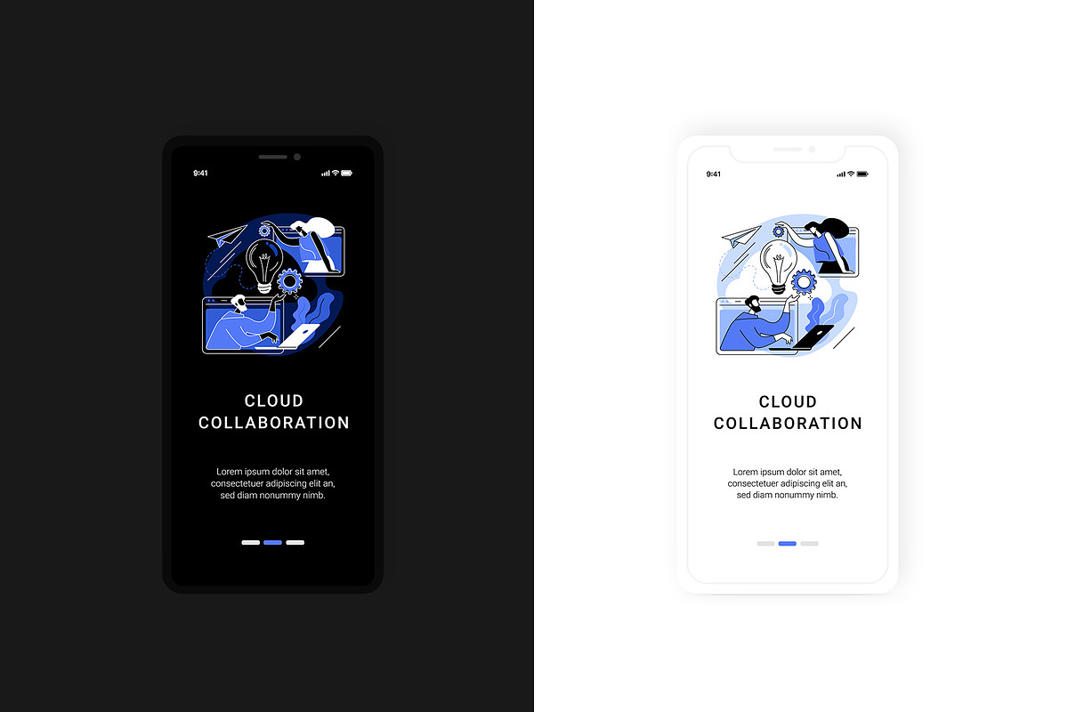 45 Technology UI illustrations, an iPhone Mockup by Visual Generation