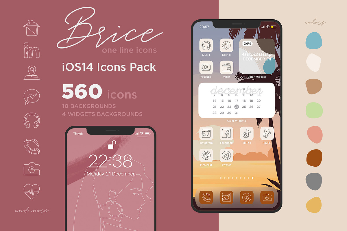 Line Theme iOS 14 App Icon Pack, an Outline Icon by Dikarte.Store