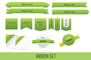 Set of green ribbons | Graphics ~ Creative Market
