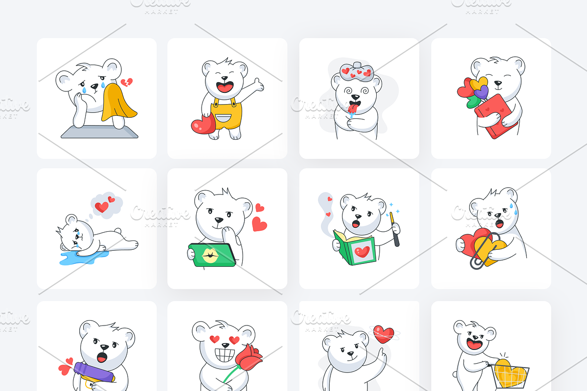 Flat Animated Love Stickers