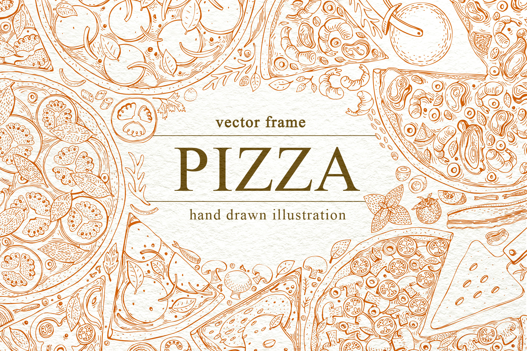 Pizza Vector Frame, a Food Illustration by Lubov Illustrations Shop