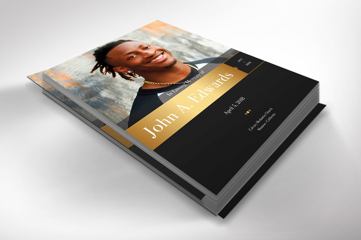 Remember Gold Funeral Program 2pgs