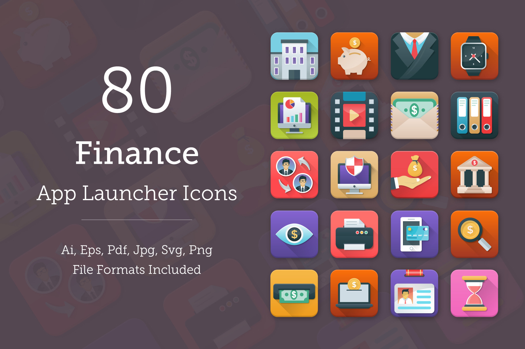 80 Finance App Icons, an Icon by Creative Stall
