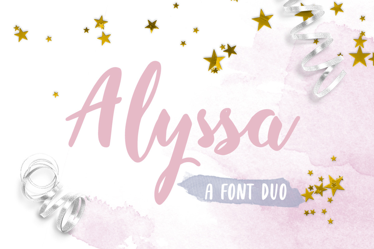 Alyssa Font Duo: Script & Sans Serif, a Script Font by KitsPix